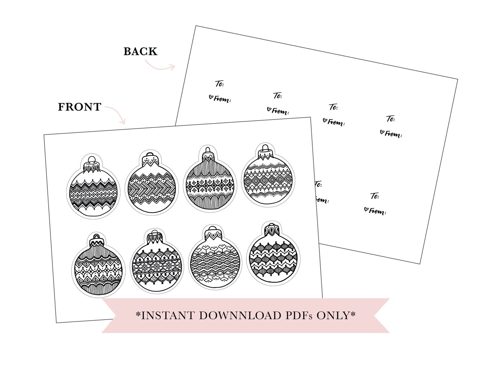 PRINTABLE Christmas Bauble Tags | Set of 8 Christmas Ornament Gift Tags ...