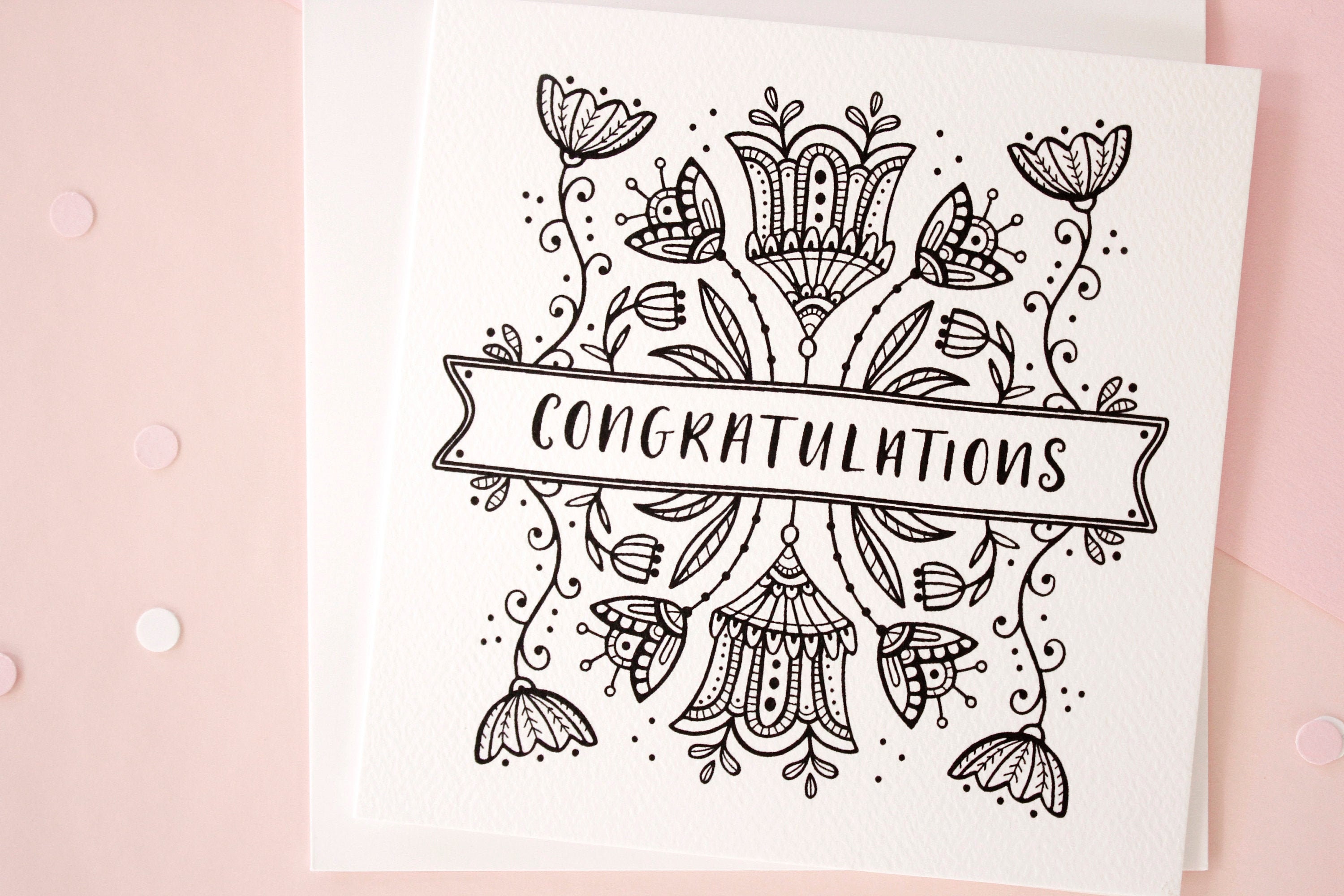 Tarjeta de Felicitaciones Felicitaciones Card Letras de la mano Hand ...