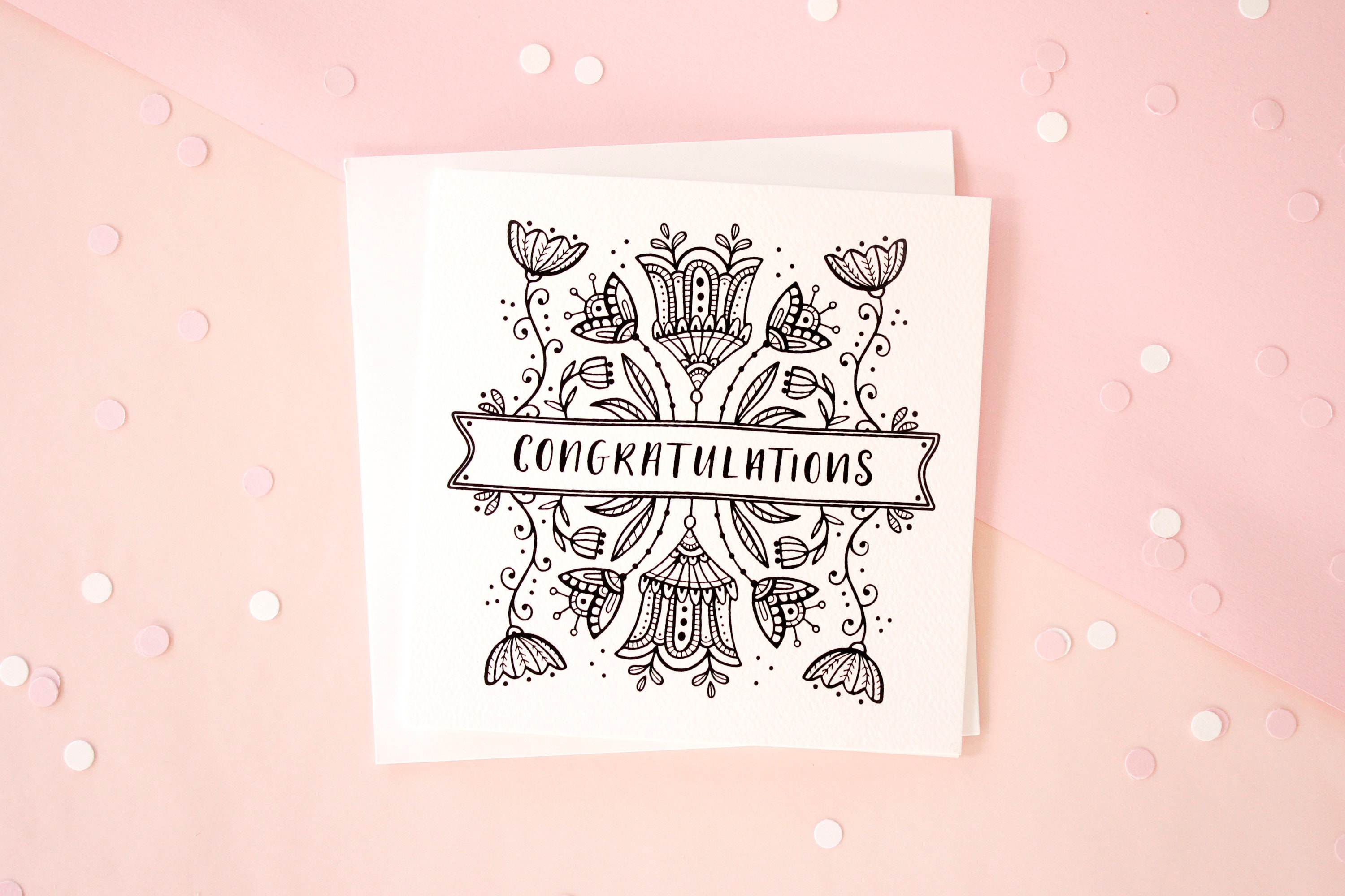Tarjeta de Felicitaciones Felicitaciones Card Letras de la mano Hand ...