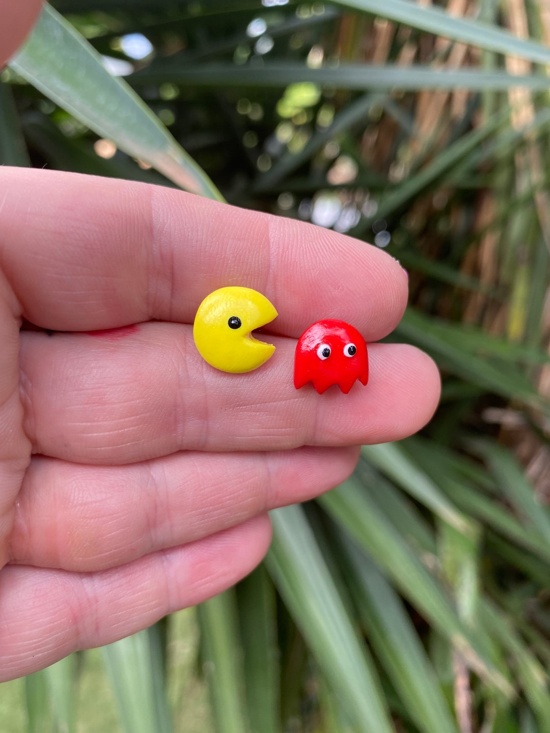PACMAN Inspired Earrings, Fun Polymer Clay Studs, Handmade ...