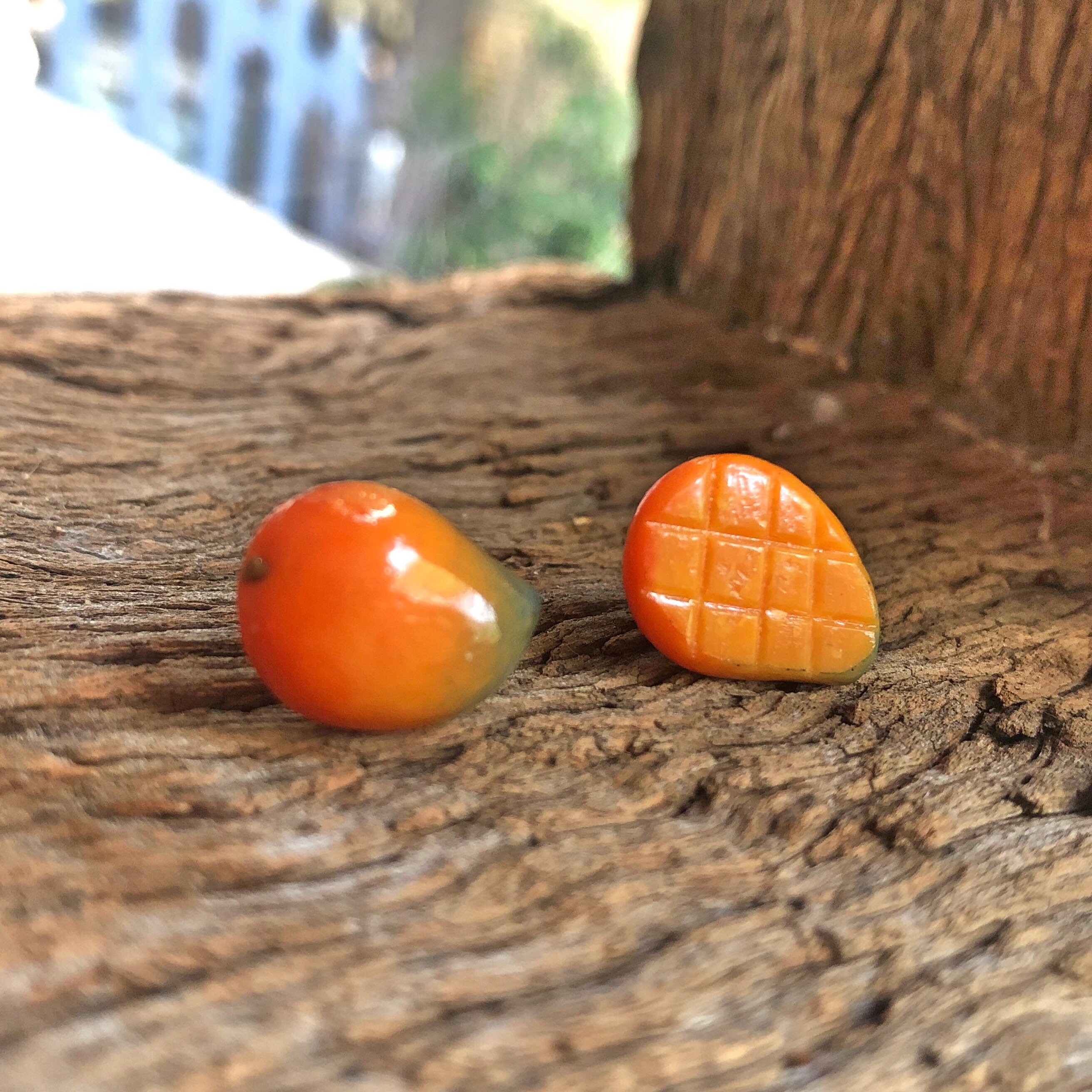Mango earrings, fun polymer clay fruit inspired earrings, handmade ...