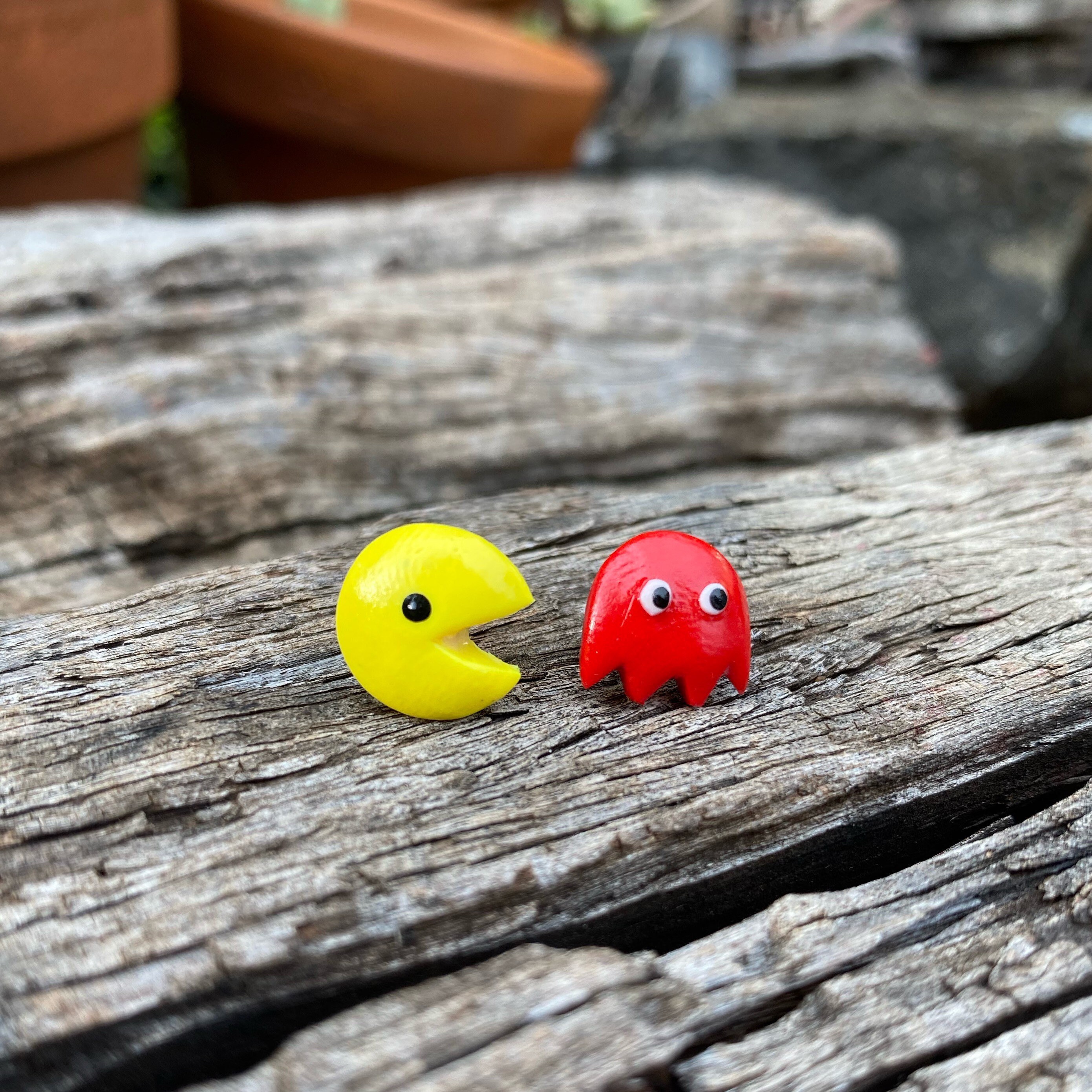 PACMAN Inspired Earrings, Fun Polymer Clay Studs, Handmade ...