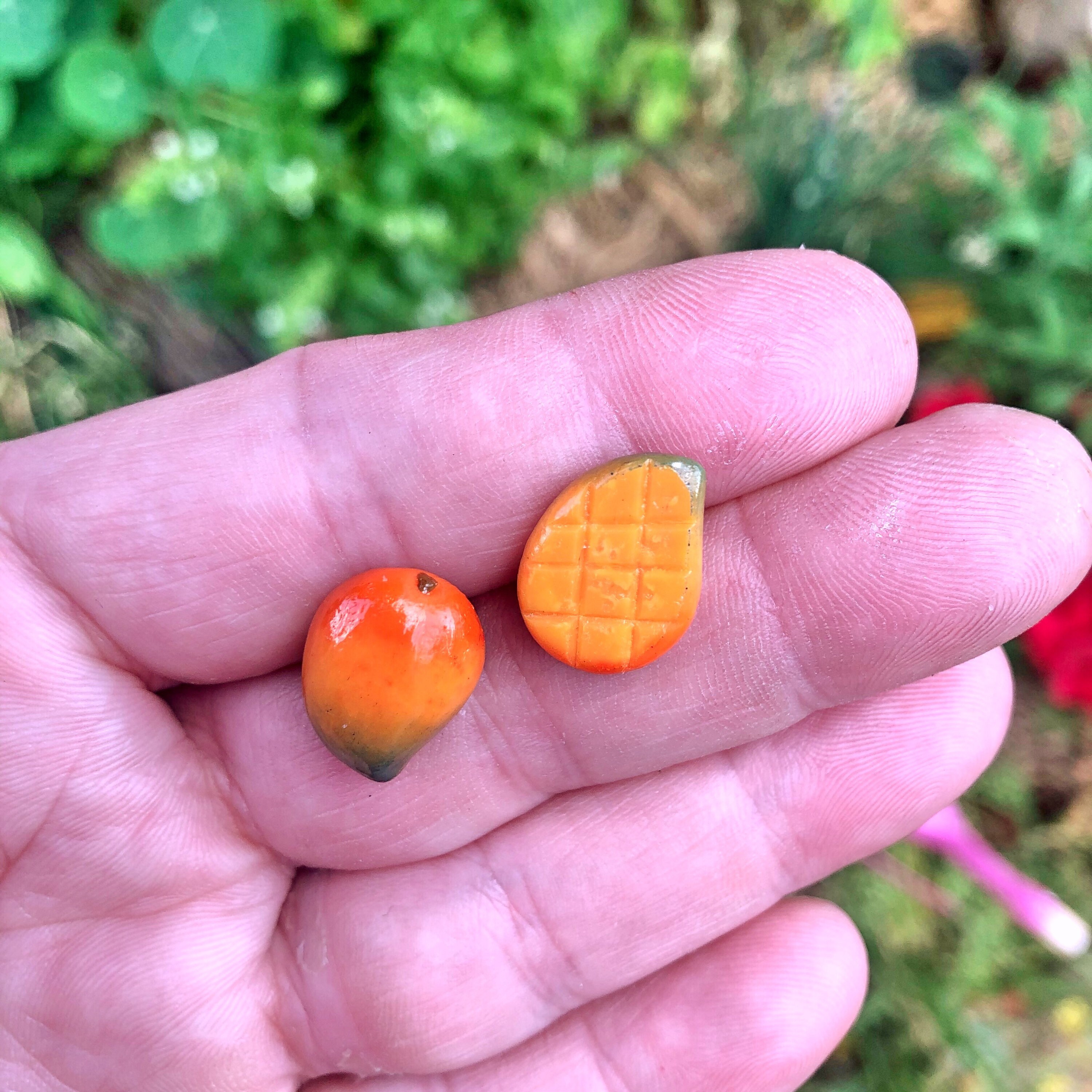 Mango earrings, fun polymer clay fruit inspired earrings, handmade ...