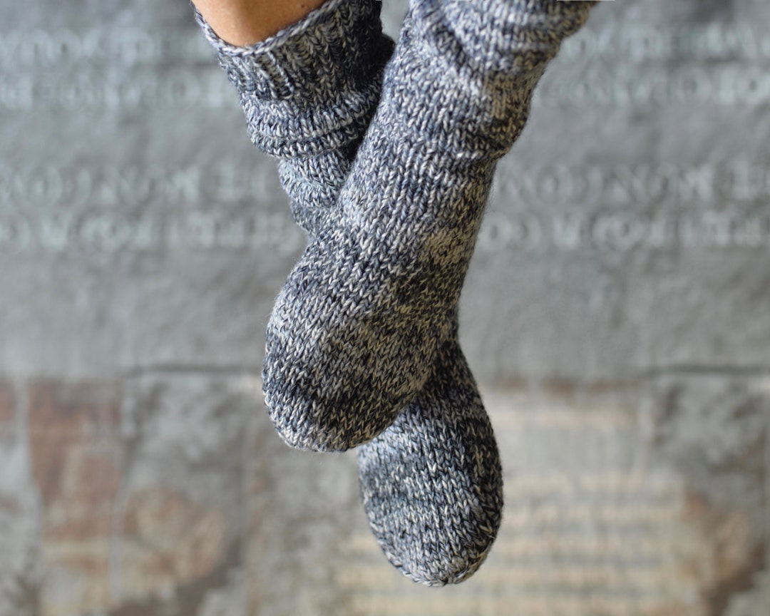 45/46 Extra Thick Wool Socks/house Socks, Hand Knitted - Etsy