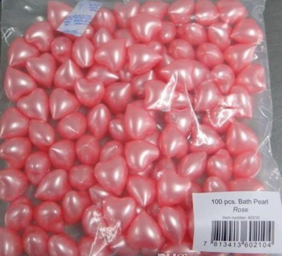 Pink Heart Shaped 5.9g Bath Oil Beads Rose Fragrance Bath Pearls X 100 ...