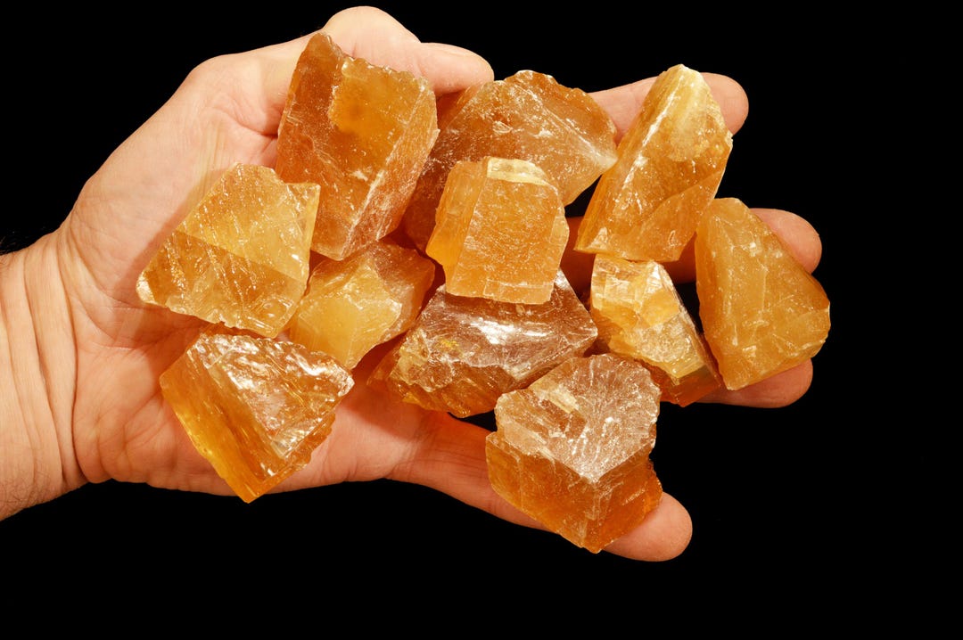 AMBER CALCITE 11 Pieces 1 Lb 9 Oz Lot sku 01 Crystal Raw Rocks and ...