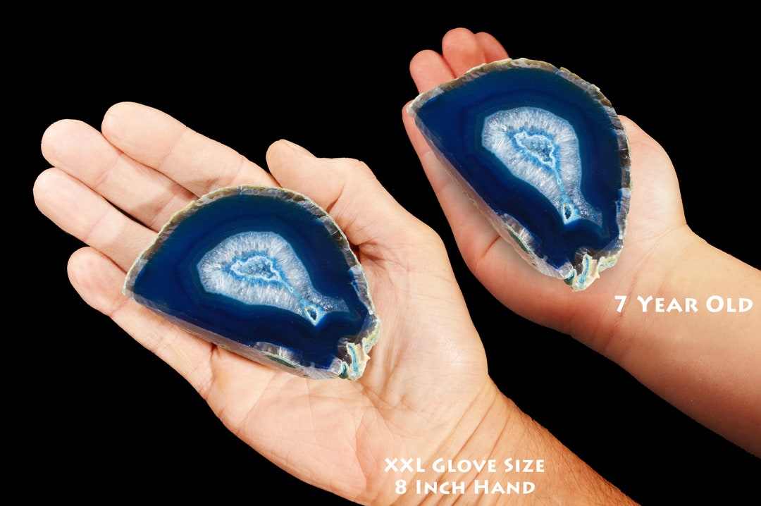 AGATE GEODE Blue 3 1/2" 8-12 Oz Polished Rocks and Geodes Throat Chakra ...