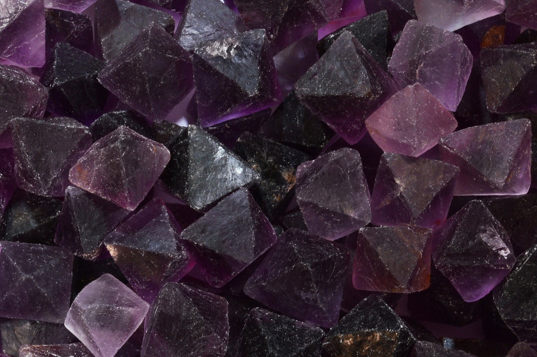 DARK PURPLE FLUORITE Octahedron 1 1/2 Third Eye Chakra Healing Crystals ...
