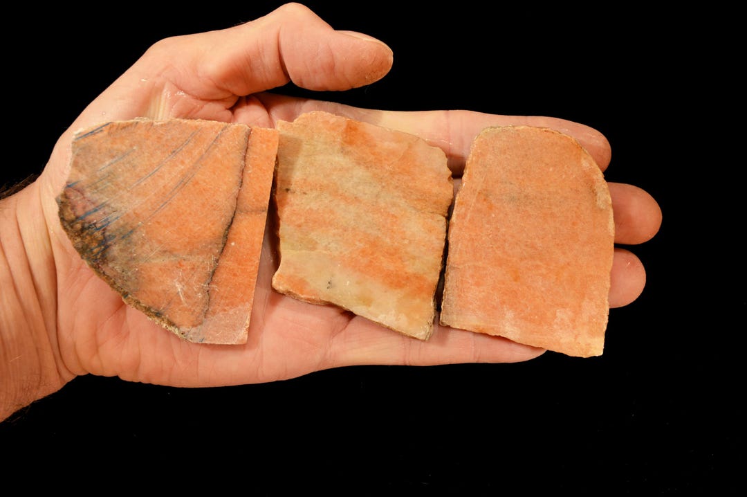 ORANGE MARBLE Slab 3 X 2 1/2 3 Pieces sku 30 Lapidary Cabbing Slice ...