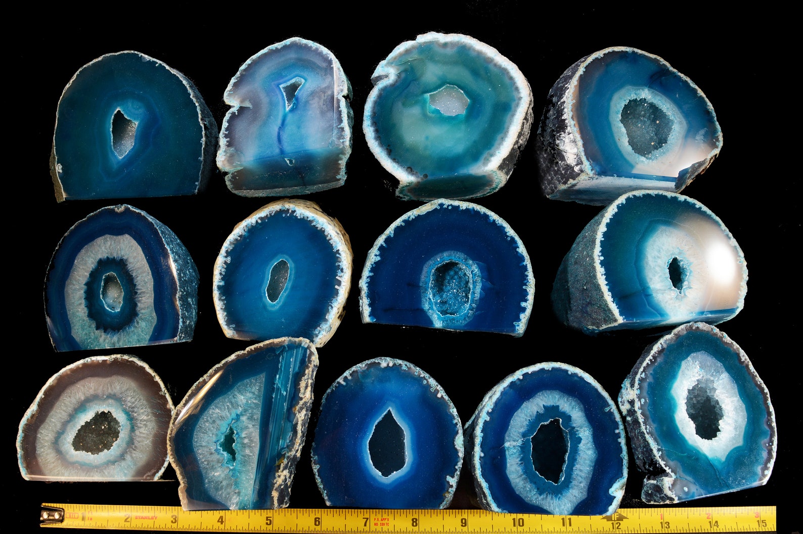 AGATE GEODE Teal 4" 13-15 Oz Large Polished Rock Minerals Geodes Throat ...
