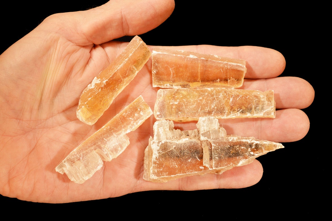 GOLDEN SELENITE 2 1/2" 5 Pieces 5 Oz (sku 18) Grade A Raw Rock Mineral ...