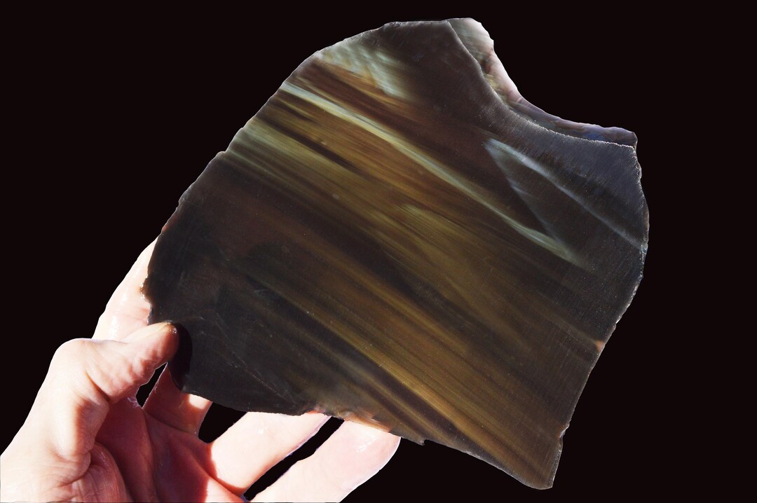 ULTRA RARE Lassen Creek Rainbow Obsidian Slice 7" X 5" 11 Oz (sku 13 ...