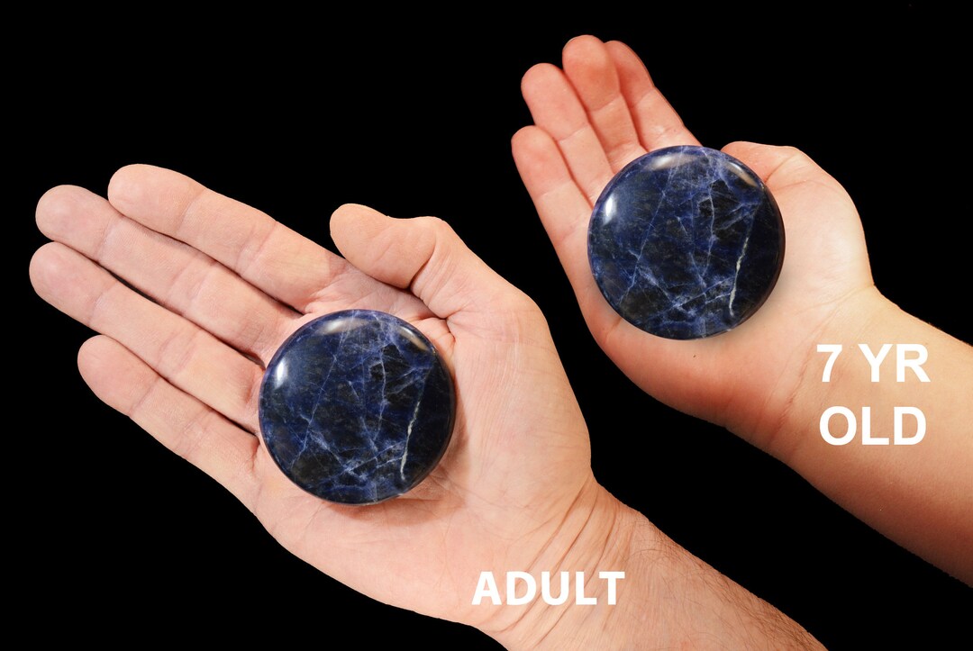 BLUE SODALITE Palm Stone 2 1/2" Massage Polished Rocks Minerals Throat ...