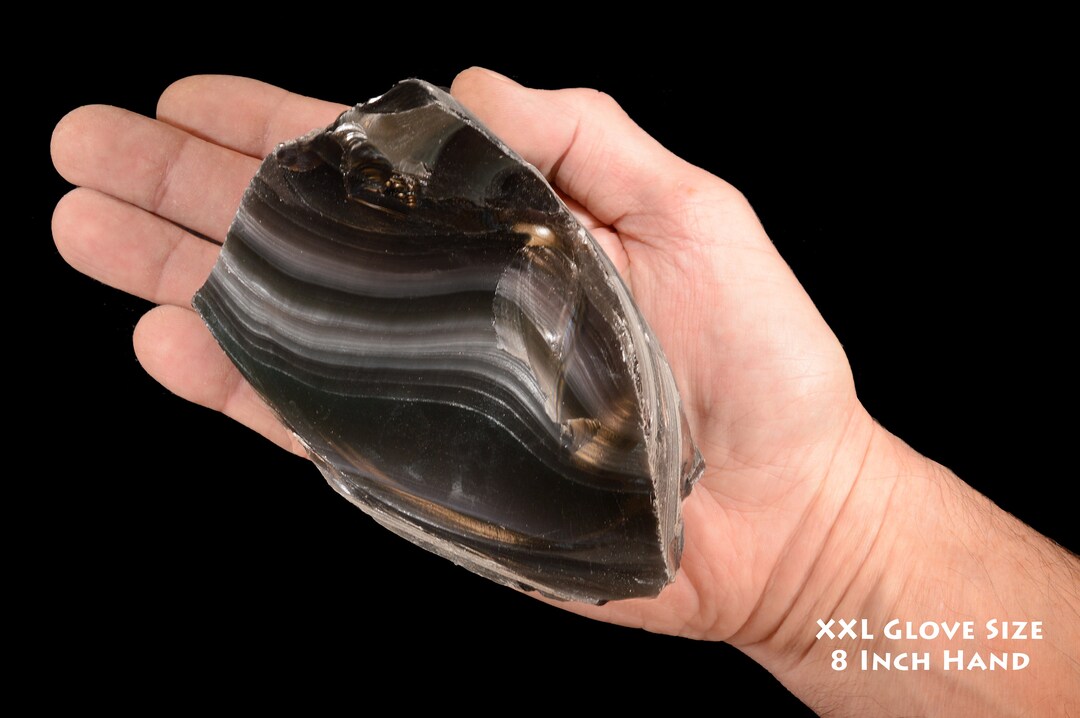 GRAY STRIPE OBSIDIAN 5" 1-2 Lb Top Grade Lapidary Cabbing Rough Extra ...