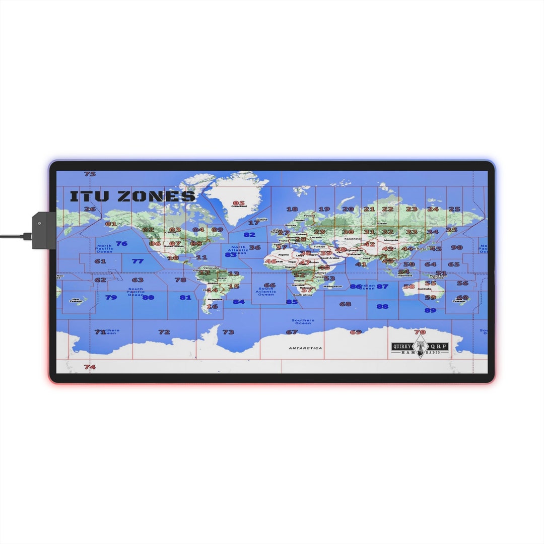 Mapa de zona da ITU HamShack Desk Mat para operadores de rádio amador ...