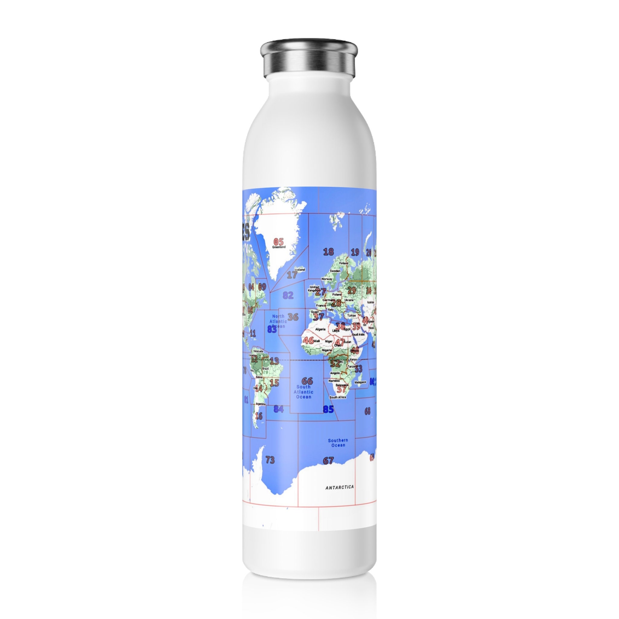 Ham Radio ITU Zone Map Slim Water Bottle - Etsy
