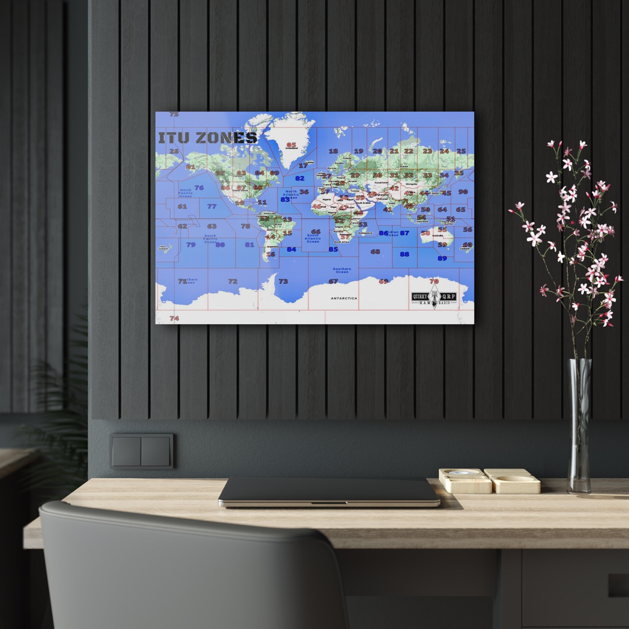 XXL Ham Radio ITU Zone Map Acrylic Wall Print for Your Ham Shack - Etsy