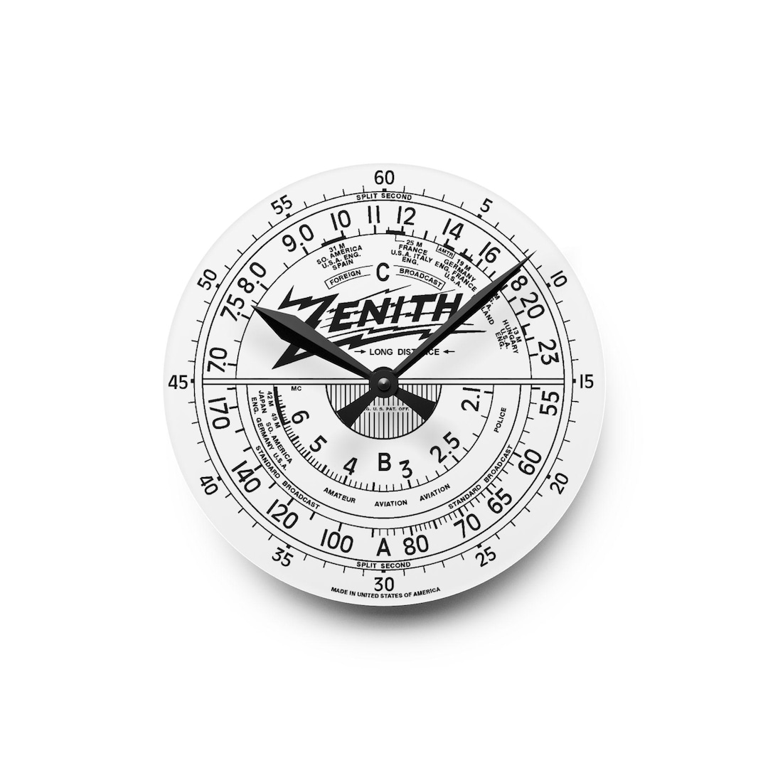 Zenith Radio Ham Shack Wall Clock. Vintage Antique Retro Classic White ...