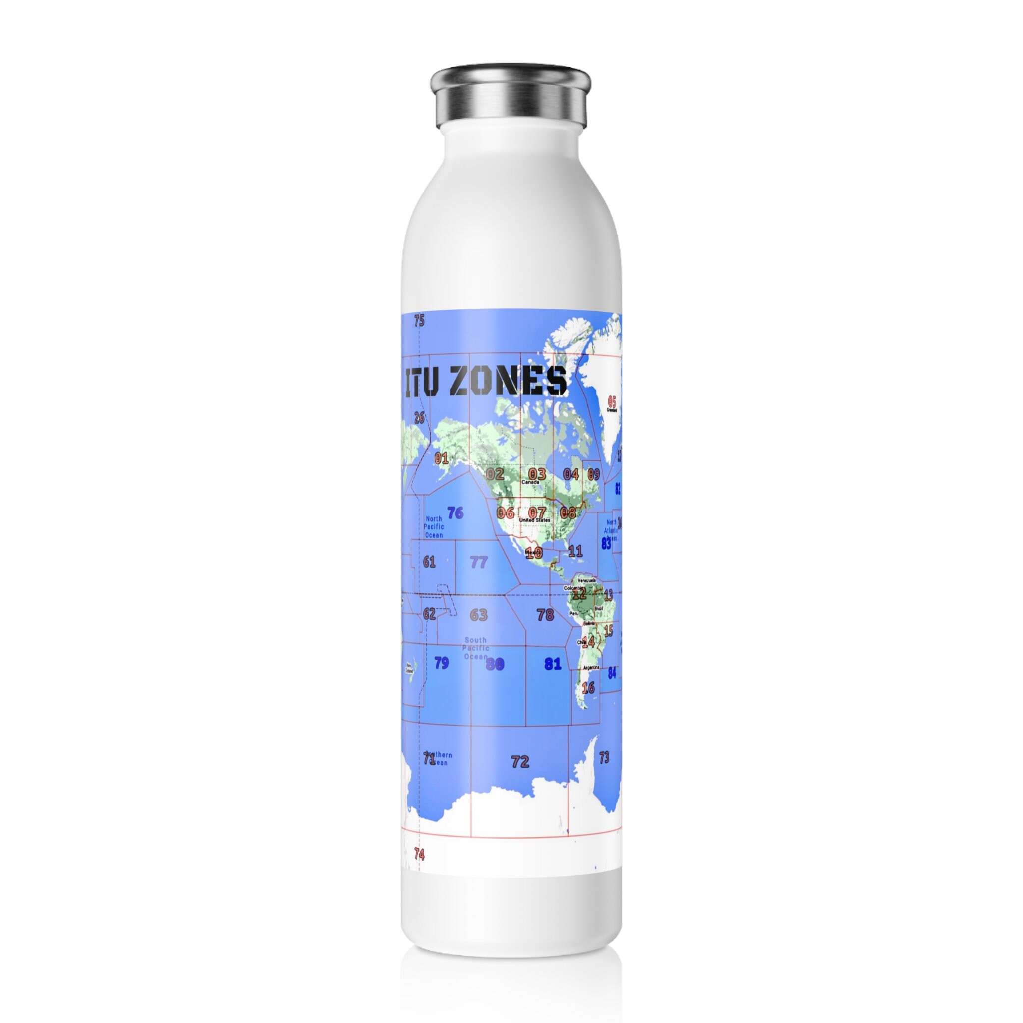 Ham Radio ITU Zone Map Slim Water Bottle - Etsy