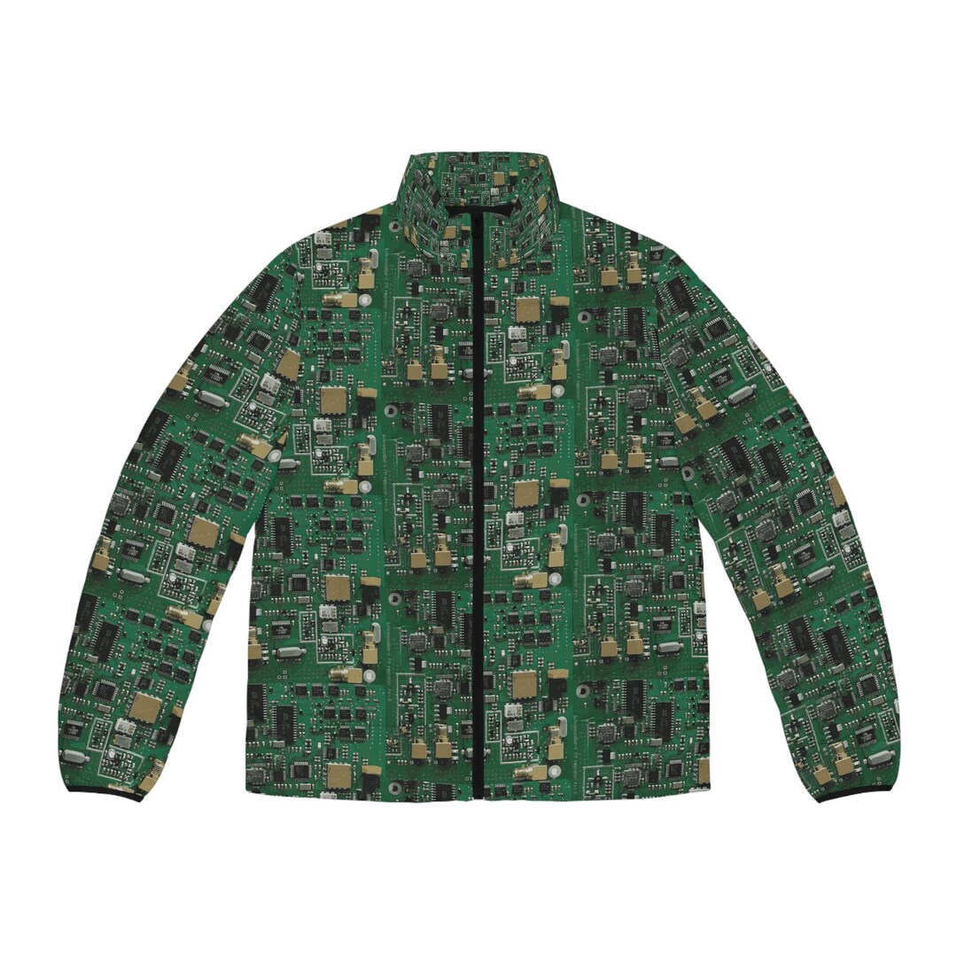 Men's Ham Radio Circuit Board Puffer Jacket for Amateur Radio Operators ...