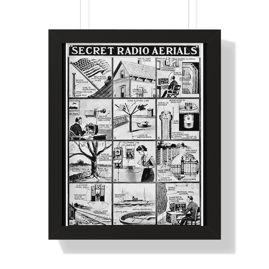 Framed Print Vintage Ham Radio Spy Antenna Chart for Hamshack. - Etsy