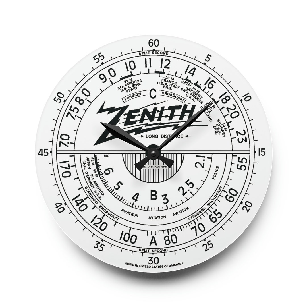Zenith Radio Ham Shack Wall Clock. Vintage Antique Retro Classic White ...