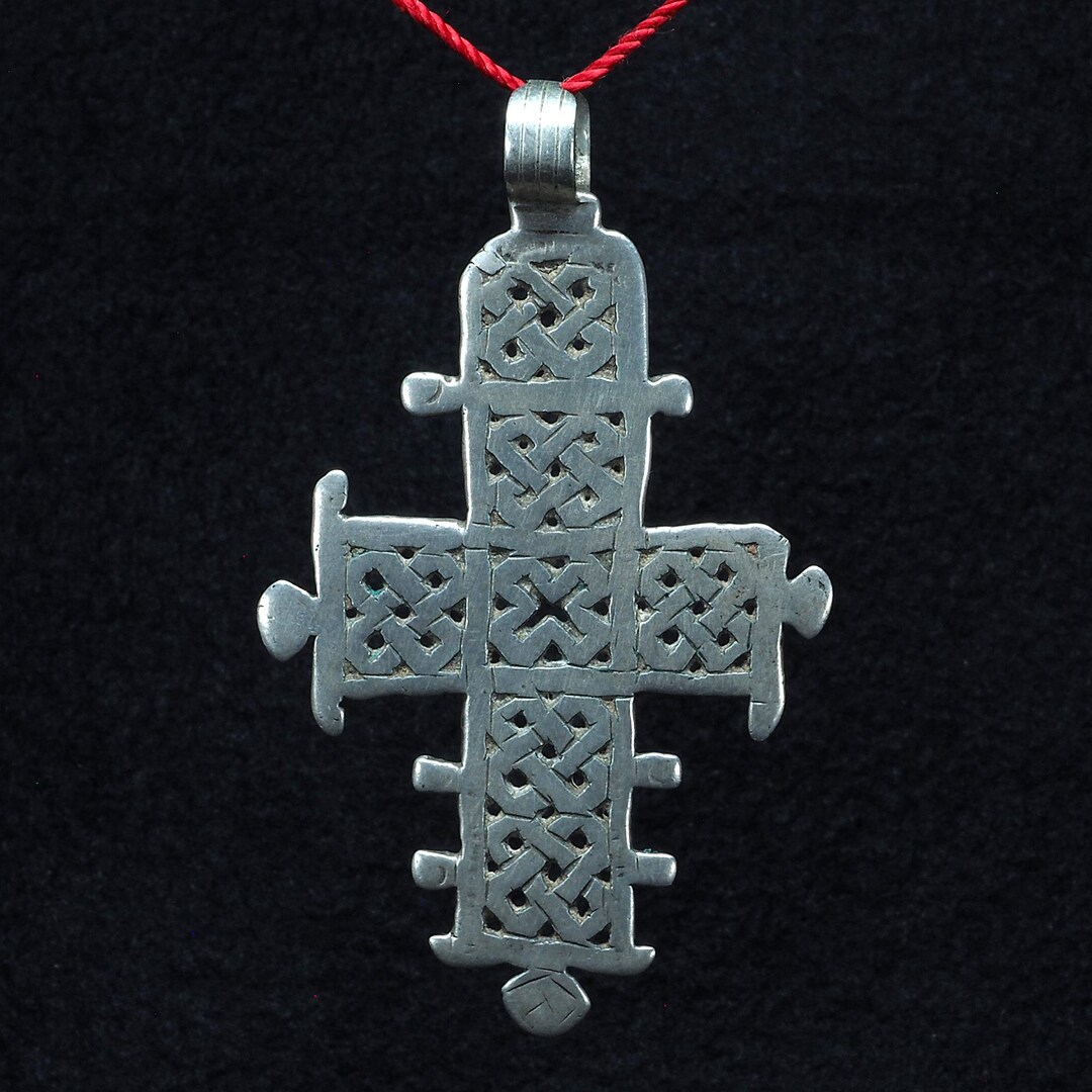 Antique Coptic Silver Cross Yangat Masqal. 47 X 79 Mm. Oromo, Ethiopia ...