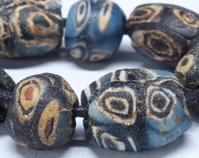 9 Ancient Medieval Islamic Glass Eye Beads. 900-1200 CE. Western Asia ...