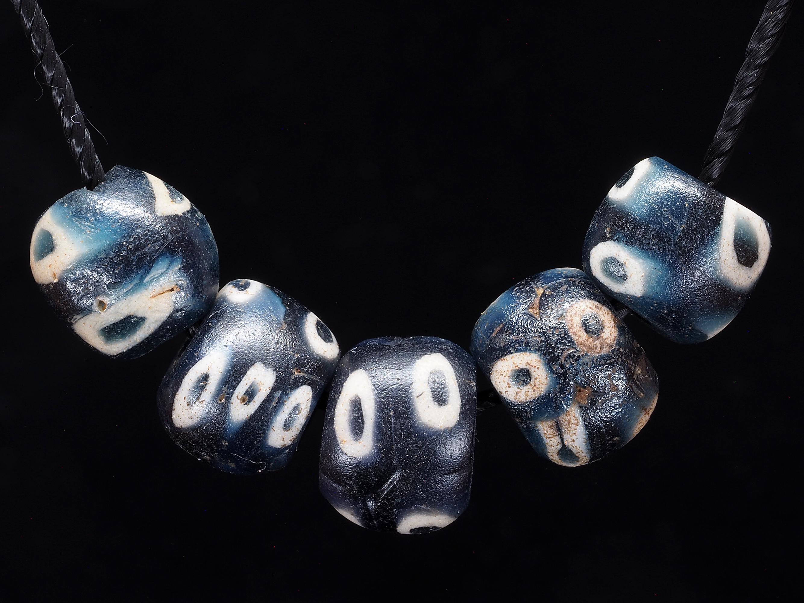 5 Ancient Medieval Islamic Glass Eye Beads. 900-1200 CE. Western Asia ...