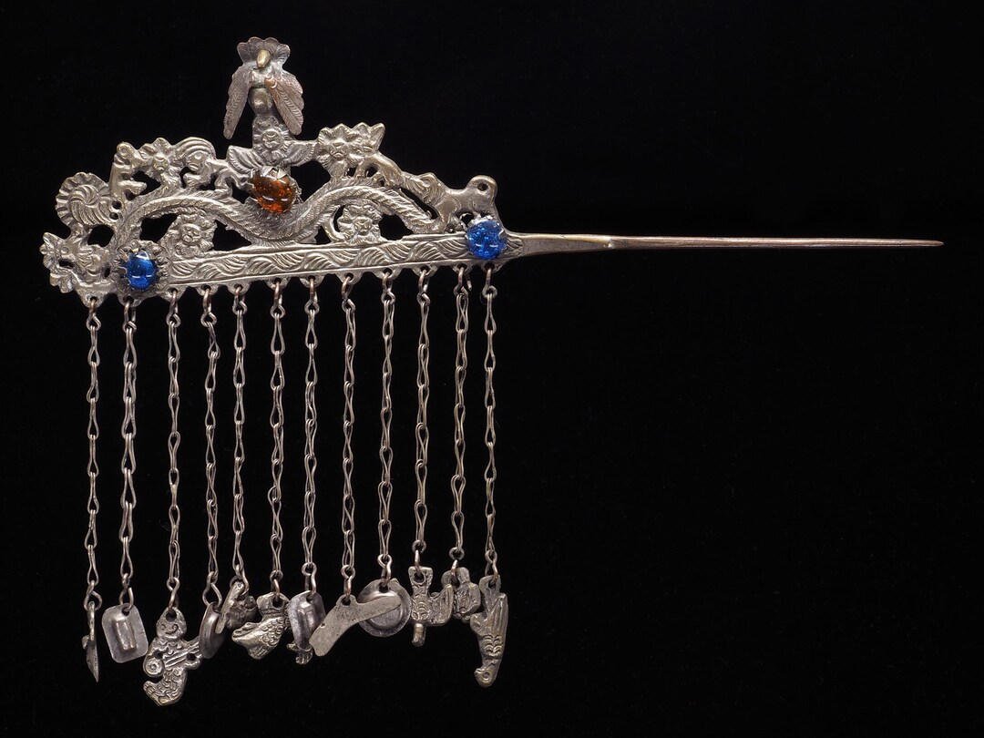 Antique Peruvian Silver Metal "tupu" Shawl Pin. Early 20th Century ...