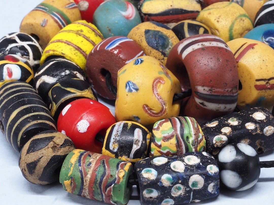 32 Antique Venetian Glass Trade Beads Strand. 15’’. African Trade ...