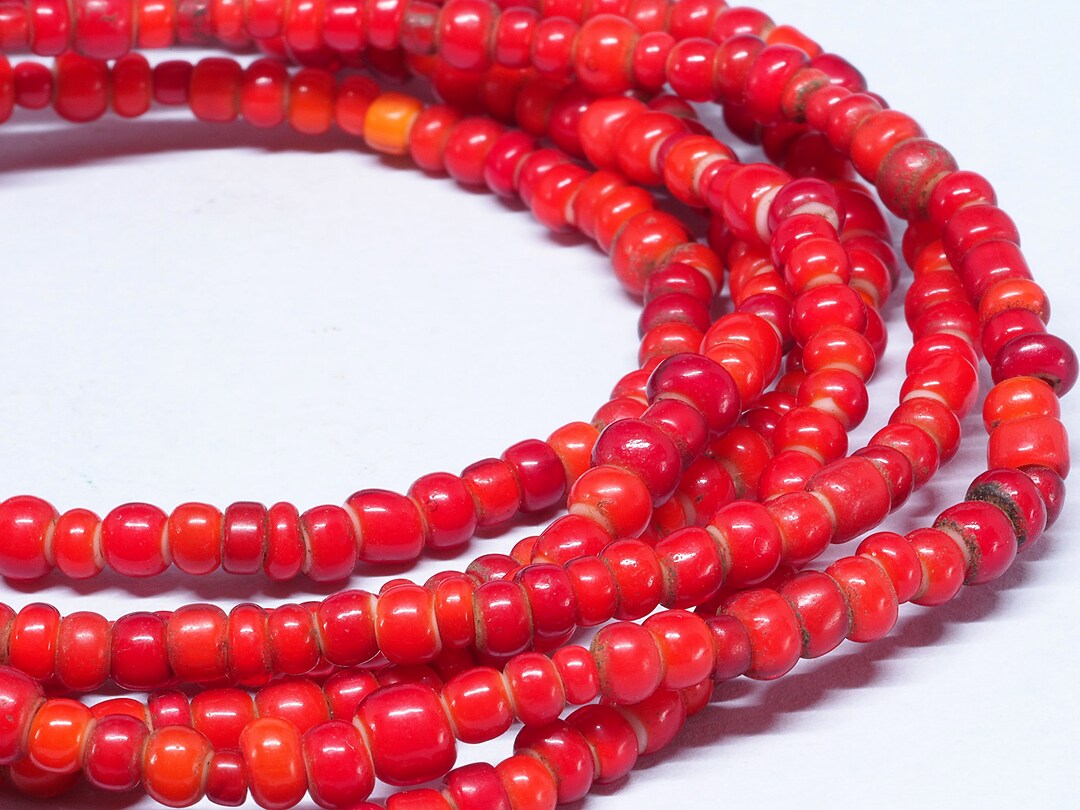 Antique Venetian Red White Heart Trade Beads: 3 Strands, C. 1900 - Etsy
