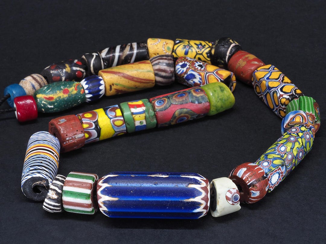 30 Antique Venetian Glass Trade Beads Strand. 17’’. African Trade ...