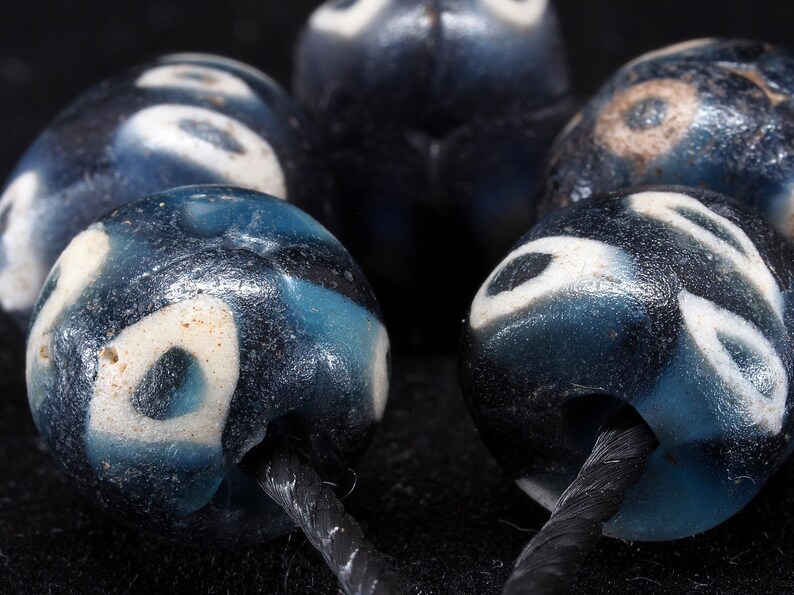 5 Ancient Medieval Islamic Glass Eye Beads. 900-1200 CE. Western Asia ...
