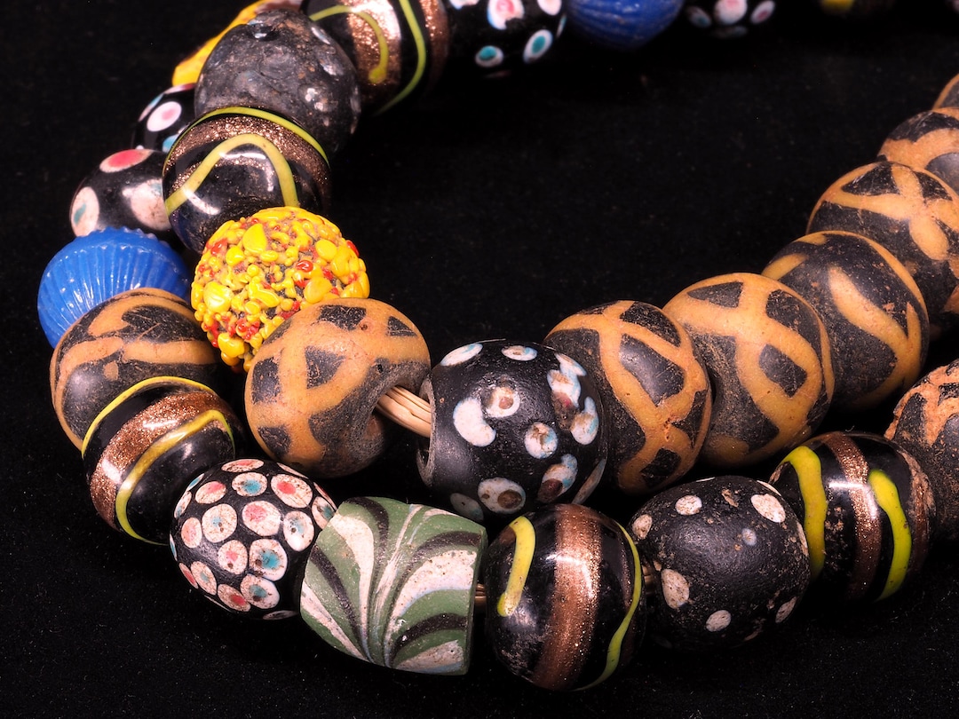 Antique Venetian Glass Trade Beads Strand. 22''. African Trade. Tribal ...