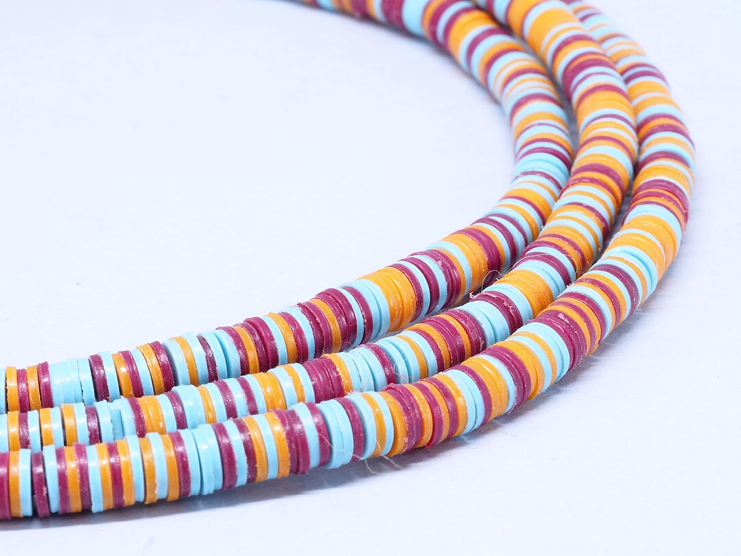 Vulcanite Vinyl Heishi Beads Necklace. ø 4 Mm. - 32”. Ethnic, Tribal ...