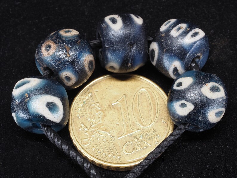 5 Ancient Medieval Islamic Glass Eye Beads. 900-1200 CE. Western Asia ...