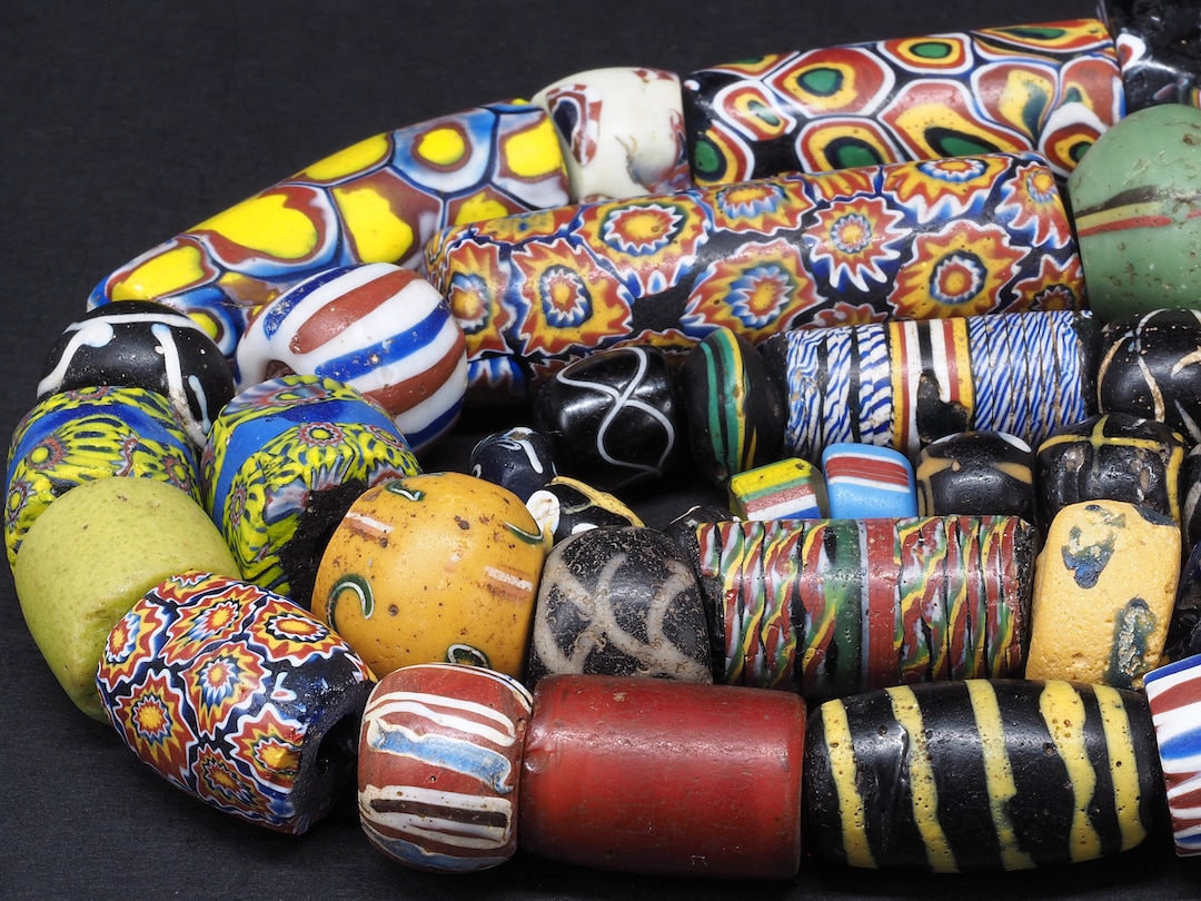 43 Antique Venetian Glass Trade Beads Strand. 23’’. African Trade ...