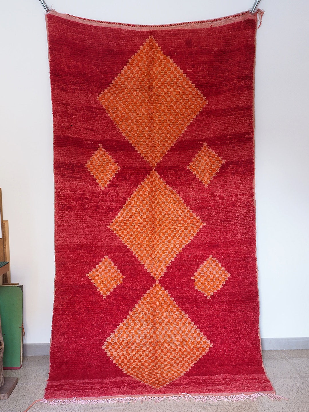 Vintage Rahmani Wool Rug. 8 X 5'. Middle Atlas, Morocco. Berber, Tribal ...