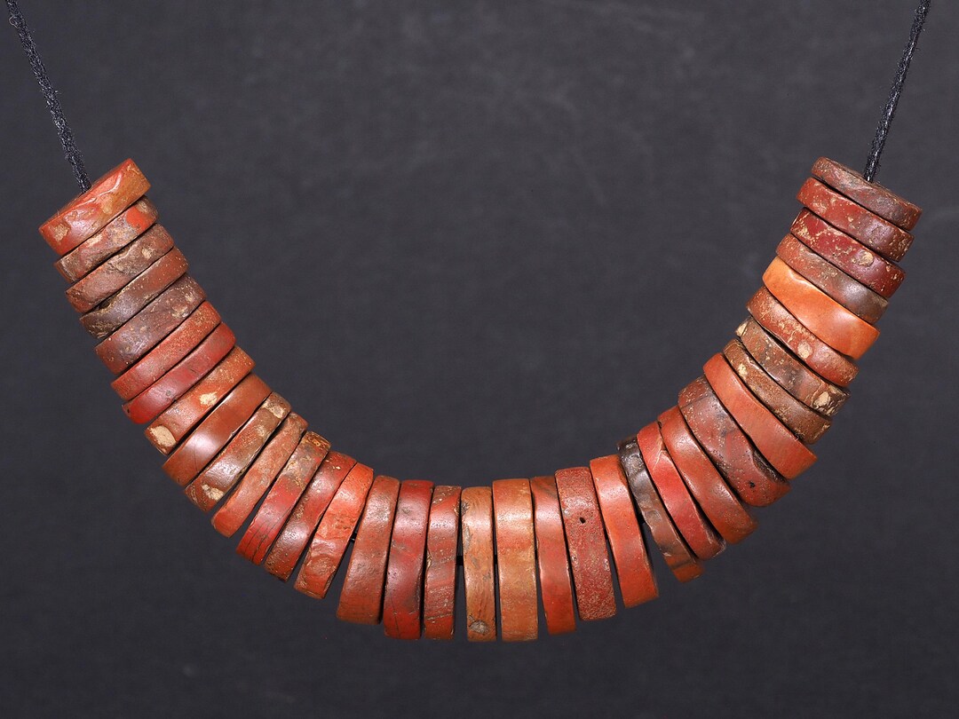 Antique Medieval Nepal Red Jasper Disc Beads, Himalayan Tribal Artifact ...