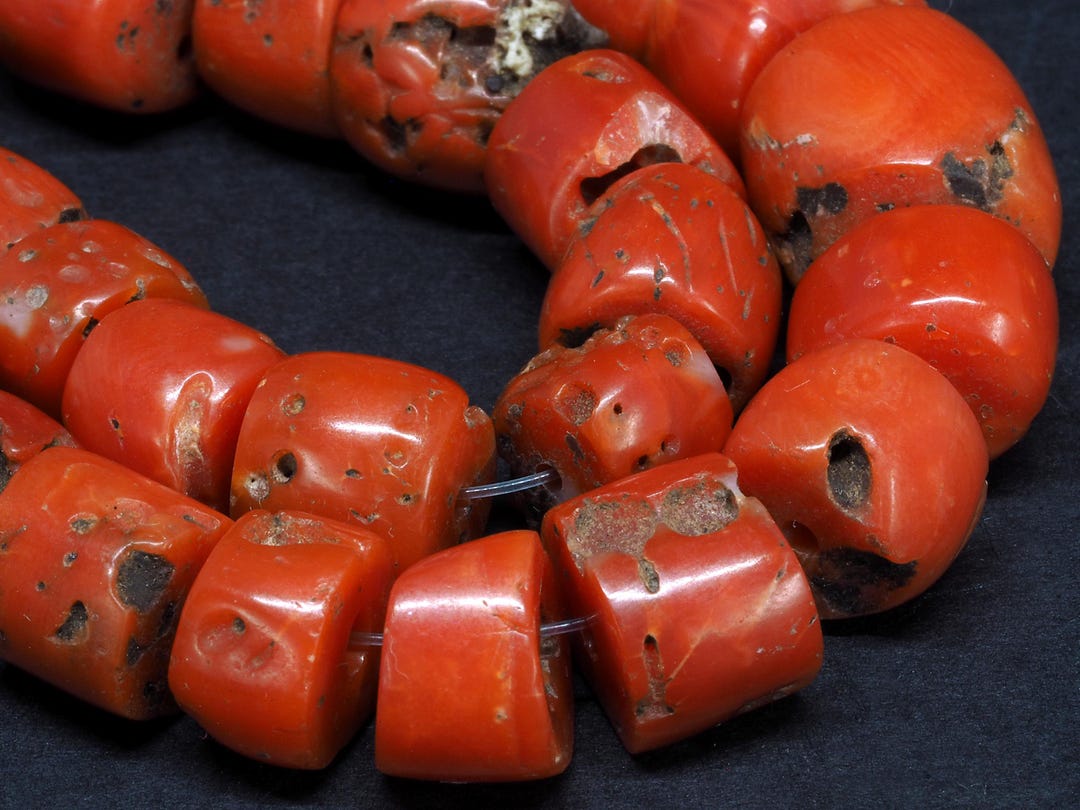 Antique Mediterranean Red Coral Beads Strand. 10’’. Berber, Morocco ...