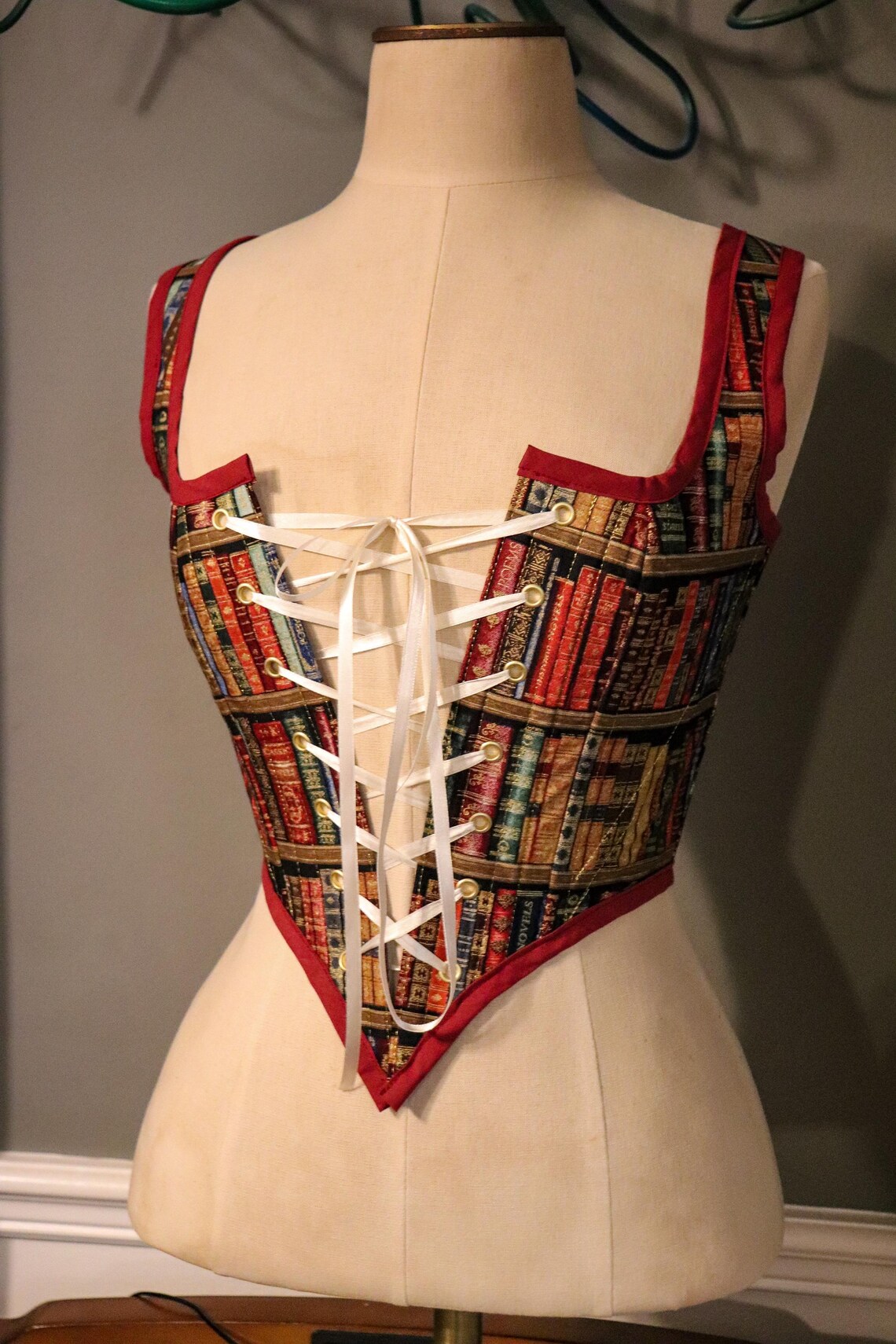 Renaissance Style Corset Stay Bodice Hand Sewn in "book Beauty" Cotton ...