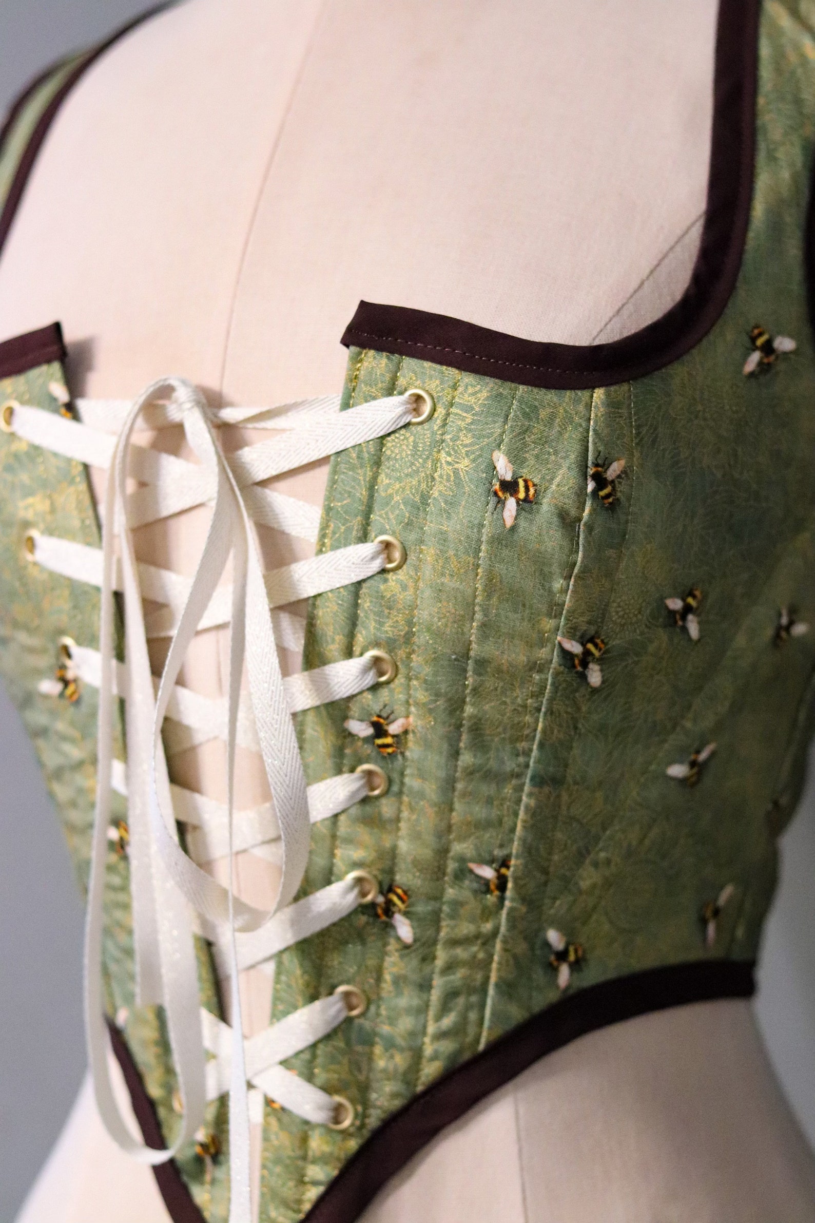 Renaissance Style Corset Stay Bodice Hand Sewn in "honey Bee" Cotton ...