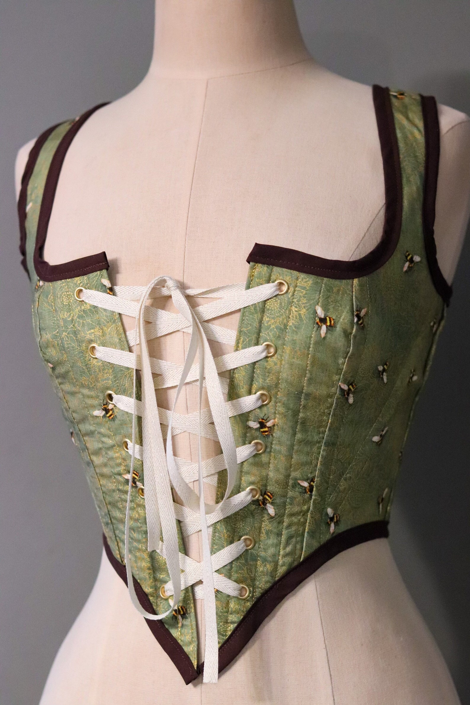 Renaissance Style Corset Stay Bodice Hand Sewn in "honey Bee" Cotton ...