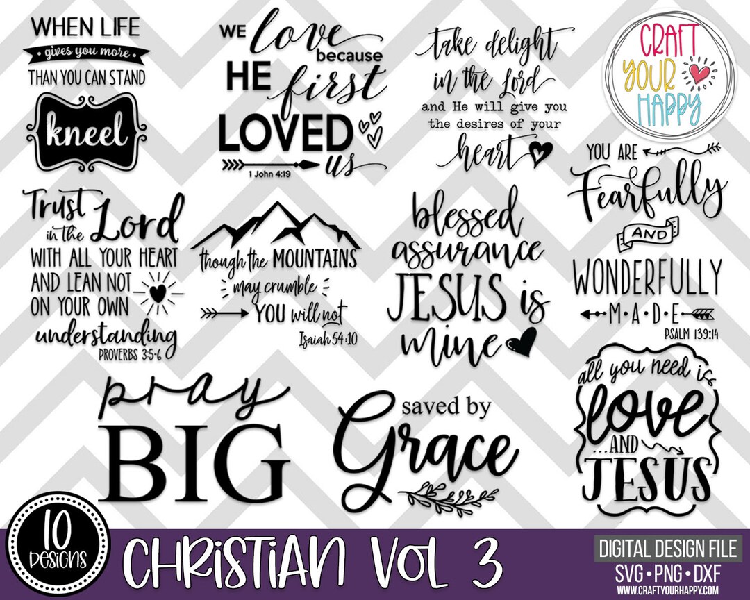 Christian SVG Bundle 3 Digital Cutting Files Cricut, Silhouette, PNG ...