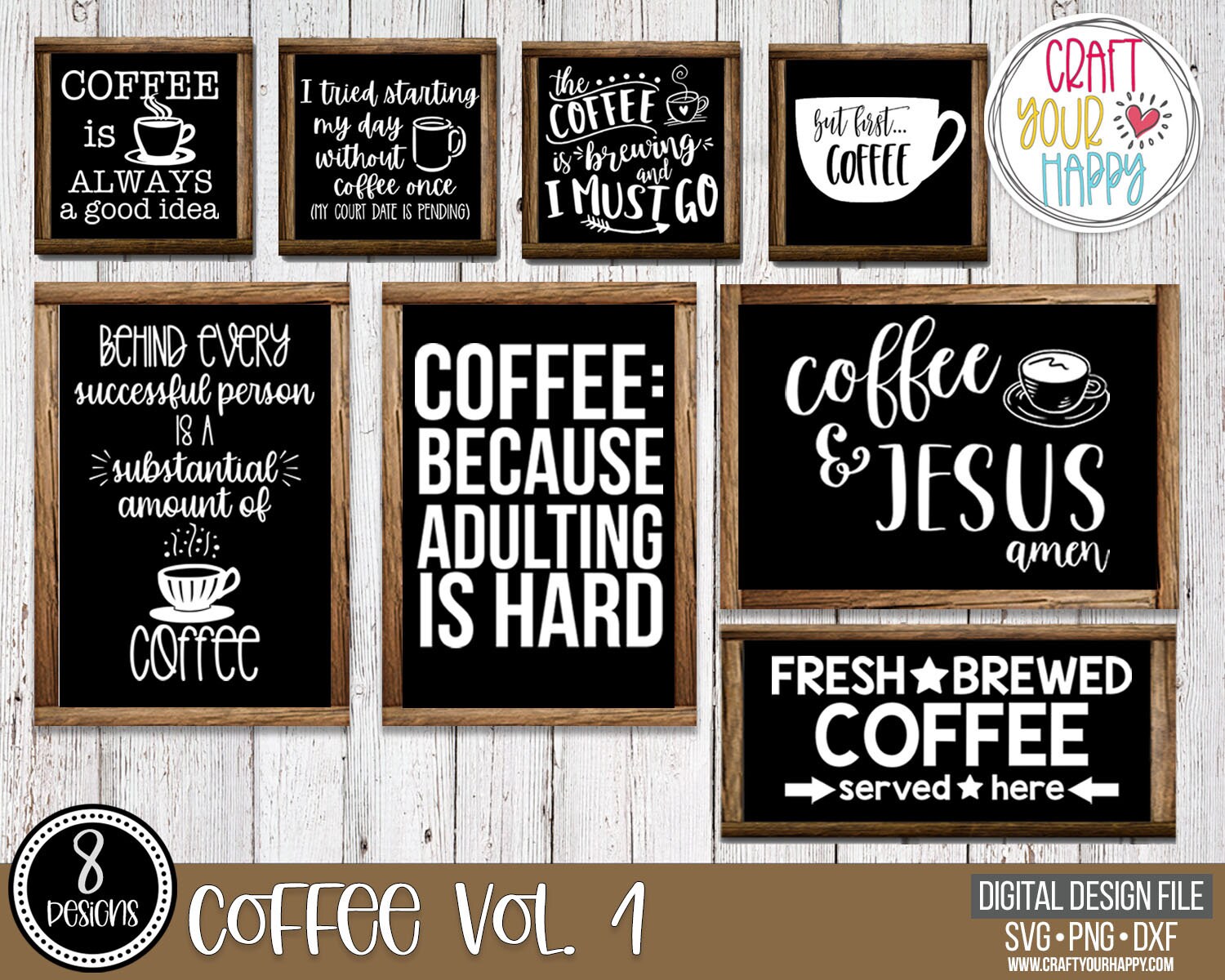 Coffee SVG Bundle - Digital Cutting Files for Cricut and Silhouette - 8 ...