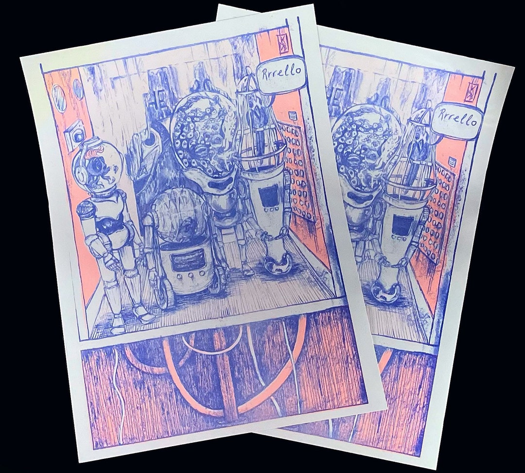 Riso Printed A3 Poster - Elevator - Etsy