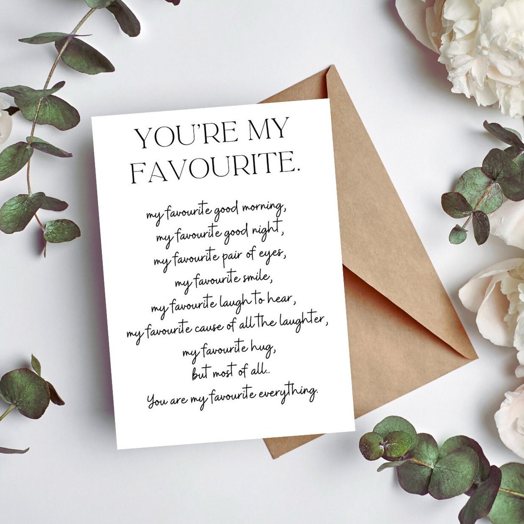 You're My Favourite... Valentines Day Card Perfect for Your Significant ...