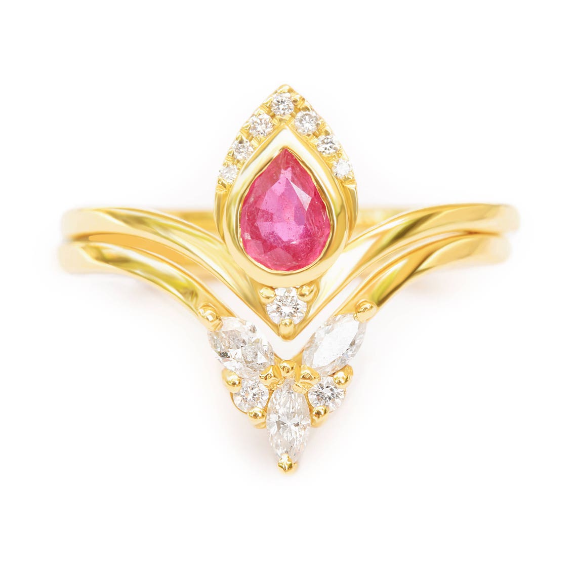 Unique Red Ruby Engagement Ring One of a Kind 14K Yellow - Etsy