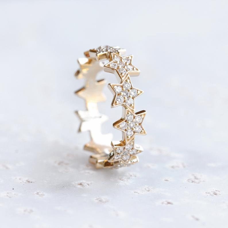 Celestial Eternity Stars Diamond Ring Diamond Wedding Band - Etsy